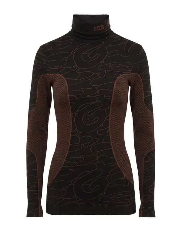 GCDS X WOLFORD Two-tone Long Sleeve Mock Neck Performance Top