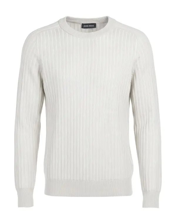 Herno Cotton Blend Ribbed Sweater - Grey