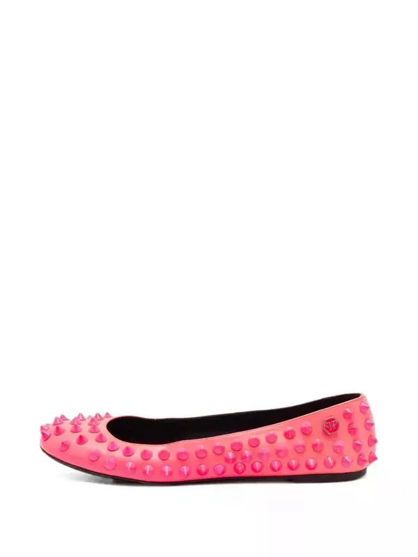 Philipp Plein Spiked Leather Ballet Flats - Pink