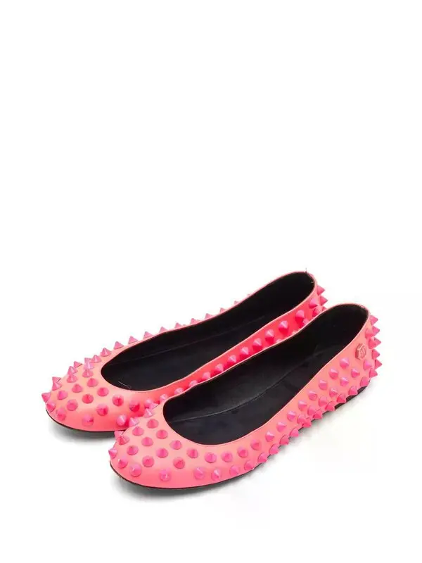 Philipp Plein Spiked Leather Ballet Flats