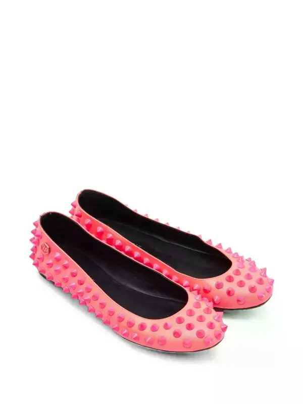 Philipp Plein Spiked Leather Ballet Flats