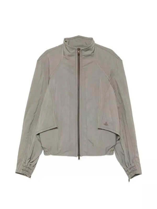 VIVIENNE WESTWOOD Orb-embroidered Zip-up Jacket - Grey