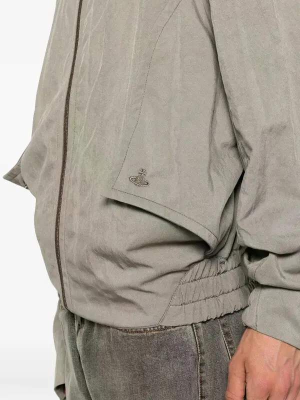 VIVIENNE WESTWOOD Orb-embroidered Zip-up Jacket - Grey