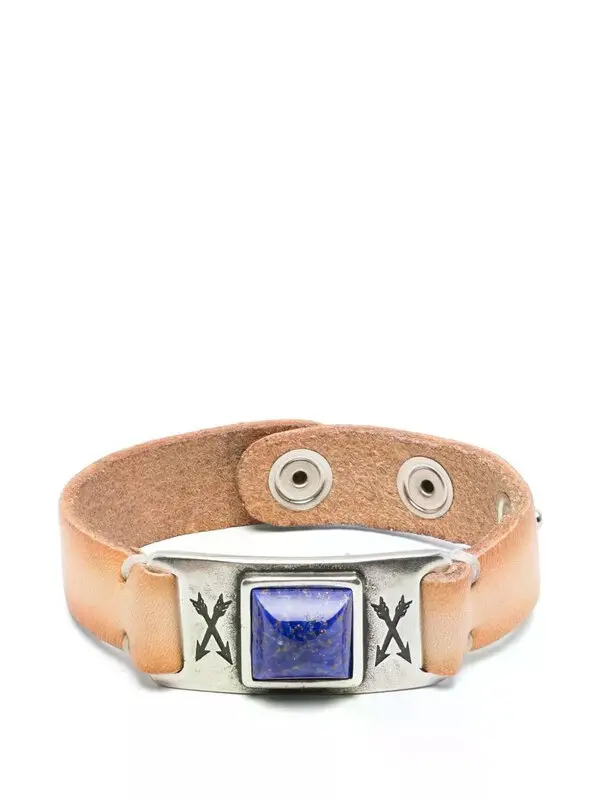 ERALDO Lapis Lazuli Embellished Leather Bracelet - Neutrals