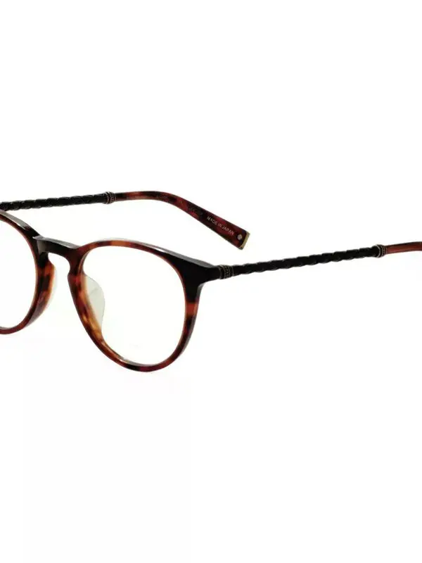 John Varvatos Tortoiseshell-effect Round-frame Glasses