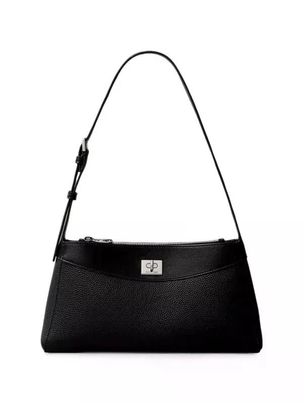 Calvin Klein Grainy-texture Twist-lock Shoulder Bag - Black