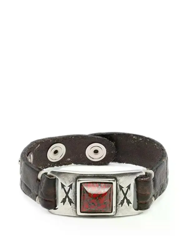 ERALDO Stone-embellished Leather Bracelet - Brown