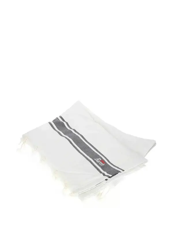 MC2 SAINT BARTH Fouta Fringed-edge Beach Towel - White