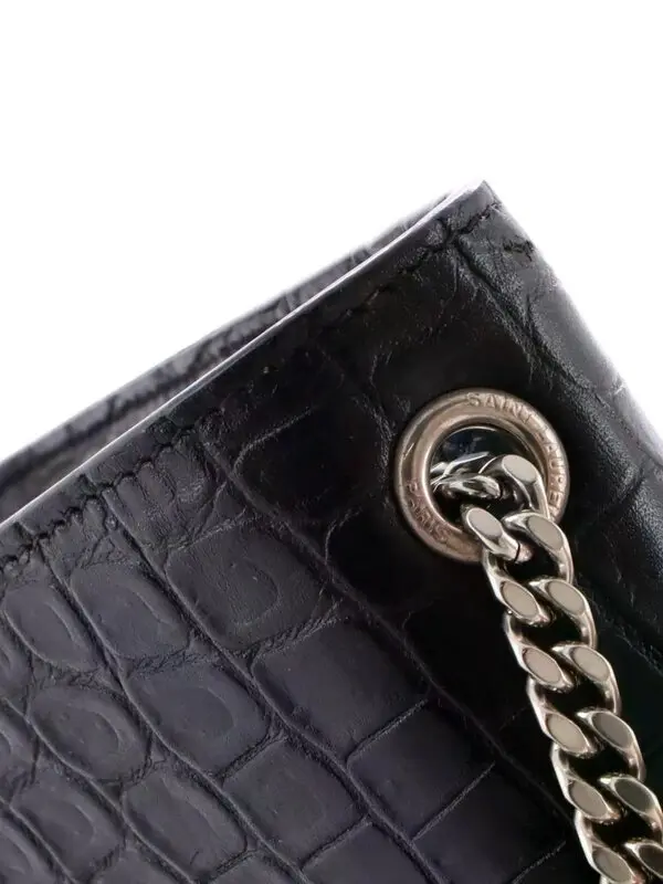 Saint Laurent Classic Monogram Tassel Crocodile Embossed Leather Medium Crossbody Bag