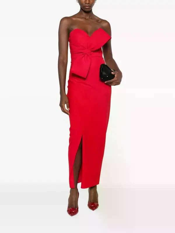 FOREVER UNIQUE Raye Bow-detail Strapless Maxi Dress