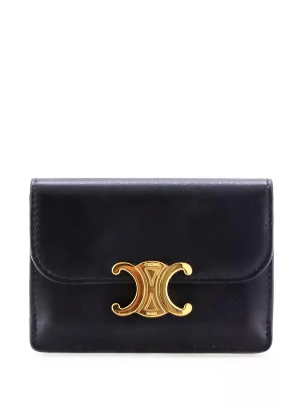 Celine Triomphe Case Leather Card Holder - Black