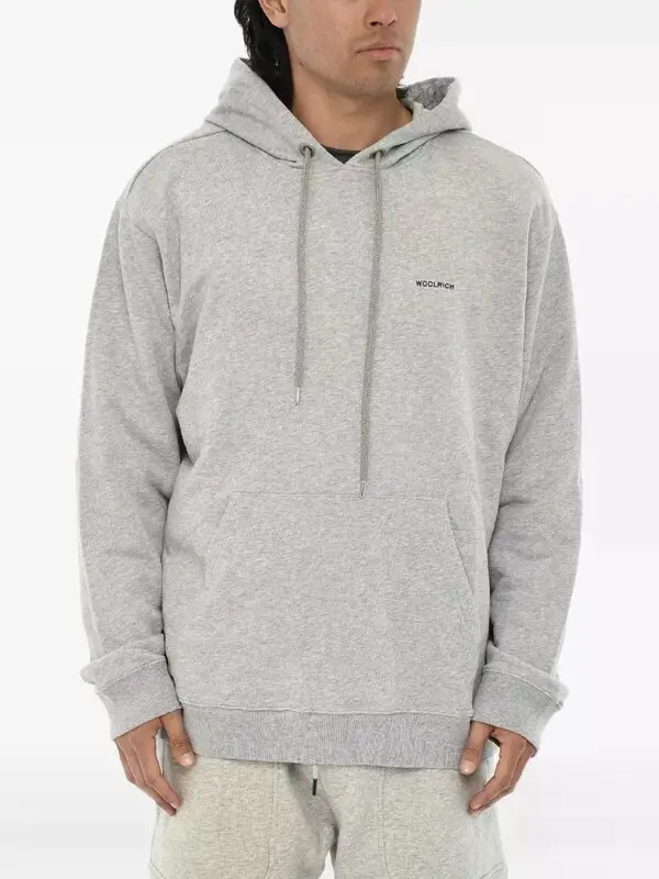 Woolrich Logo-print Graphic-back Hoodie - Grey