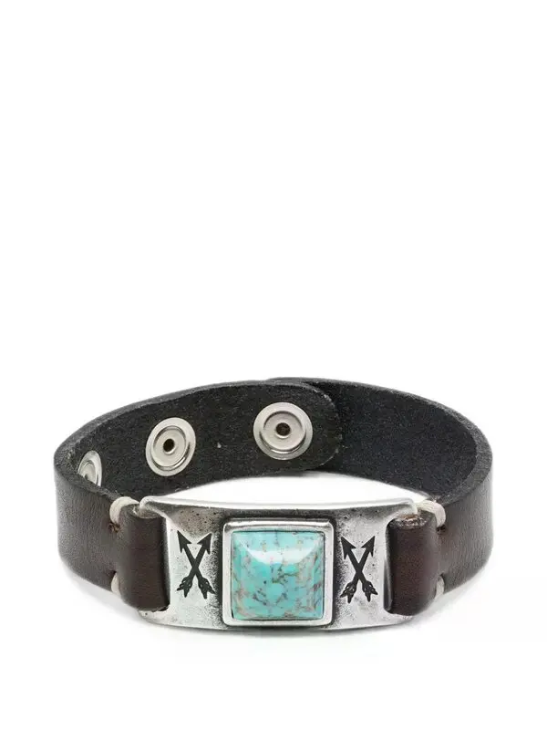 ERALDO Turquoise-embellished Leather Bracelet - Brown