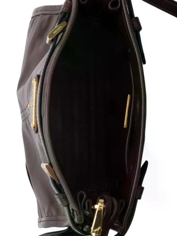 Prada Bonnie Leather Mini Shoulder Bag - Brown
