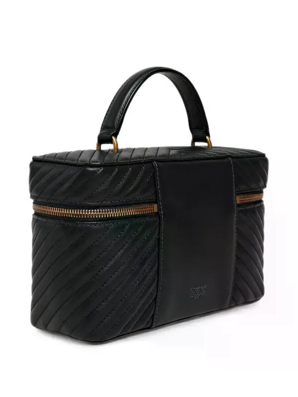 Pinko Medium Beauty Case With Shoulder Strap In Chevron Nappa