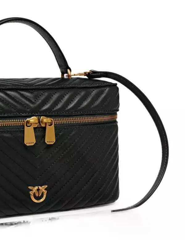 Pinko Medium Beauty Case With Shoulder Strap In Chevron Nappa