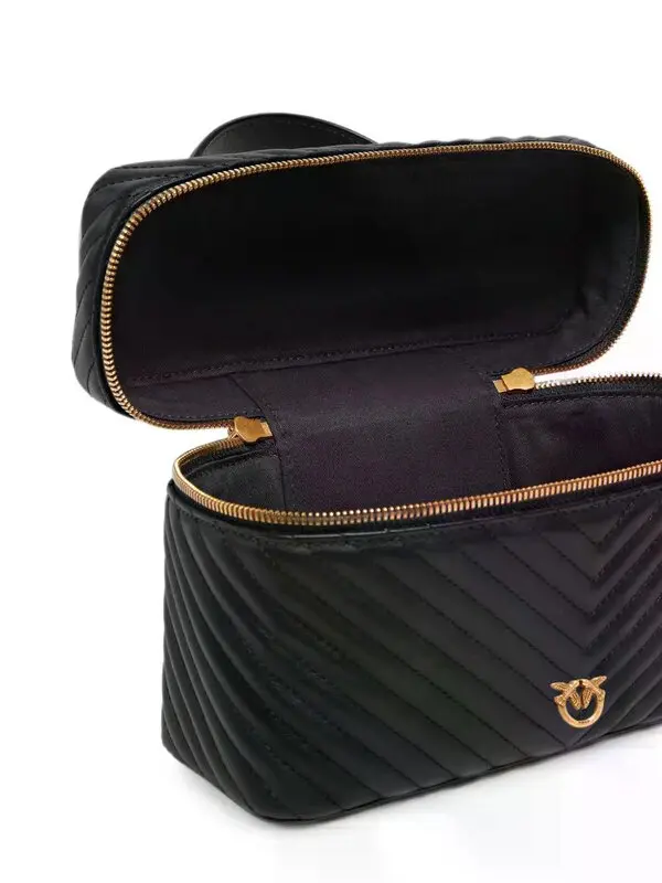 Pinko Medium Beauty Case With Shoulder Strap In Chevron Nappa