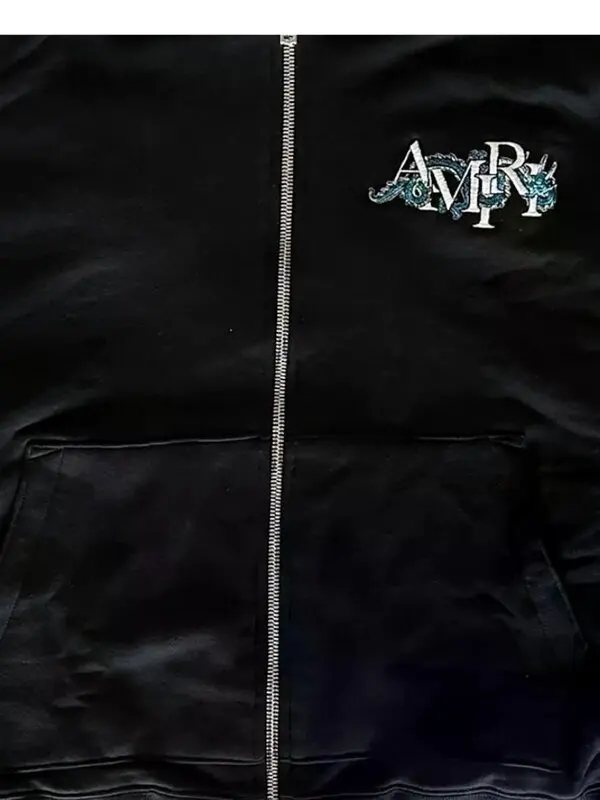 Amiri Embroidered-dragon Zip-up Hoodie