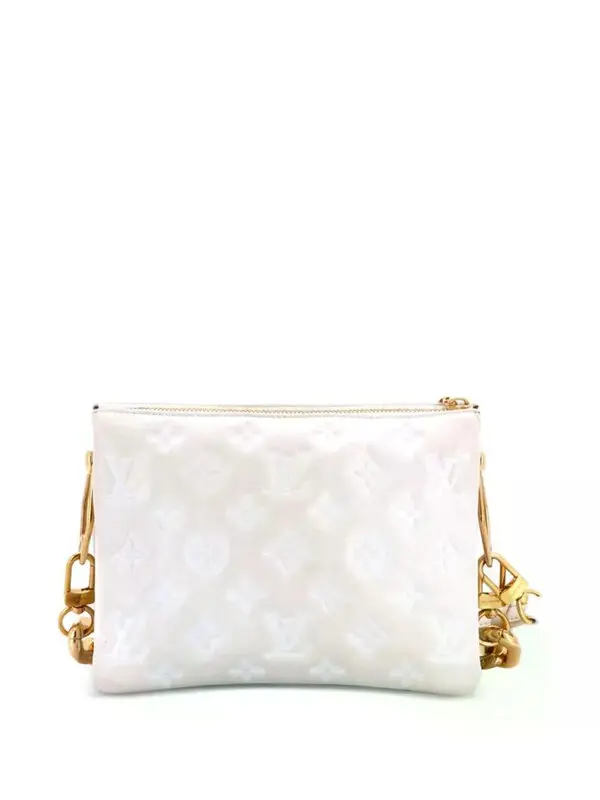 LOUIS VUITTON Coussin Monogram Embossed Lambskin Bb Crossbody Bag - White