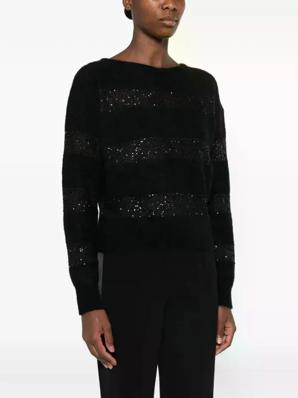 Max Mara Sequin-embellished Horizontal Stripe Sweater