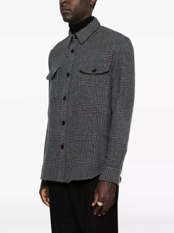 Brioni Prince Of Wales Check Wool Shirt