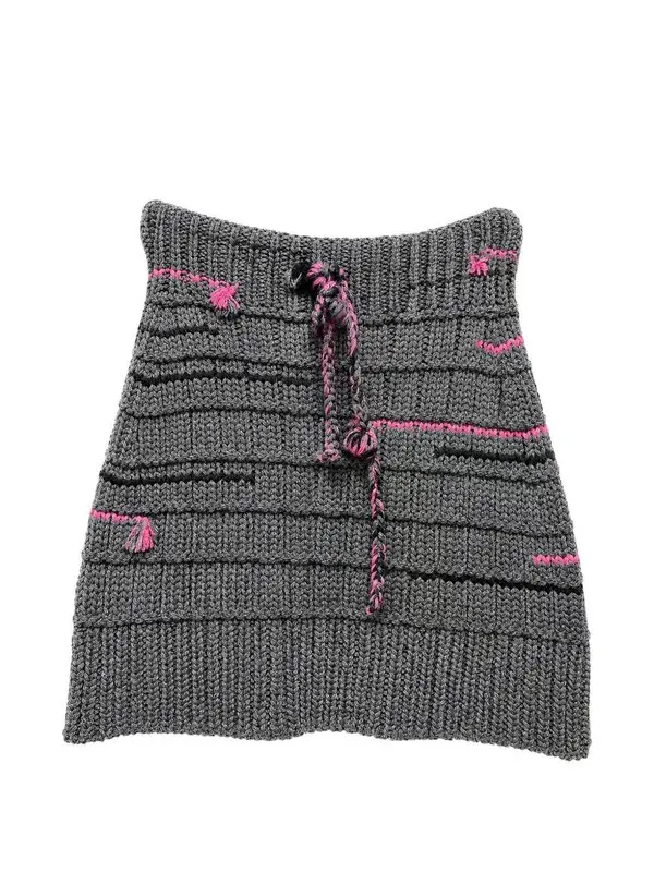 Prada Chunky-knit Drawstring Skirt - Grey