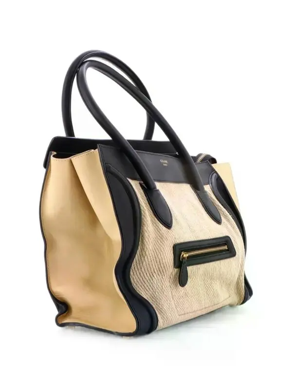Celine Tricolor Luggage Bag Canvas And Leather Shoulder Bag