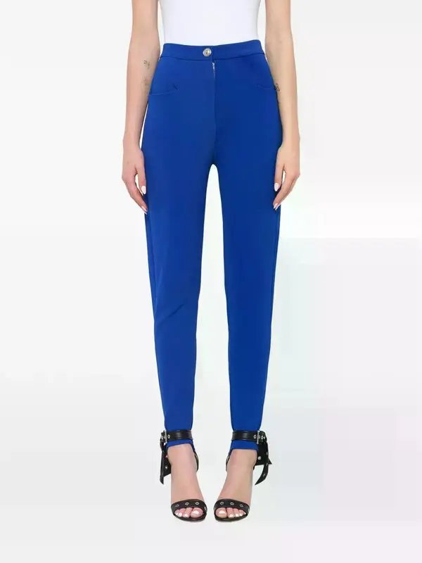 Balmain High-waisted Knit Skinny Trousers - Blue