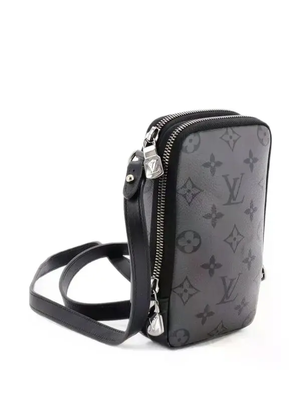 LOUIS VUITTON Double Phone Pouch Reverse Monogram Eclipse Canvas Clutch Bag