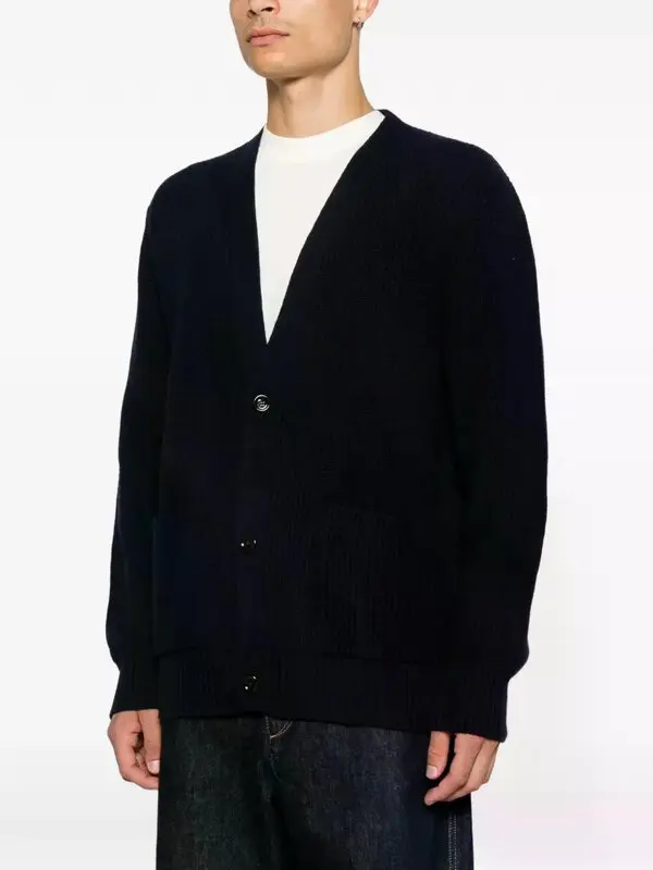LARDINI Ribbed-knit V-neck Cardigan