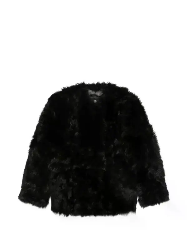 Soft Goat Shearling Coat - Black