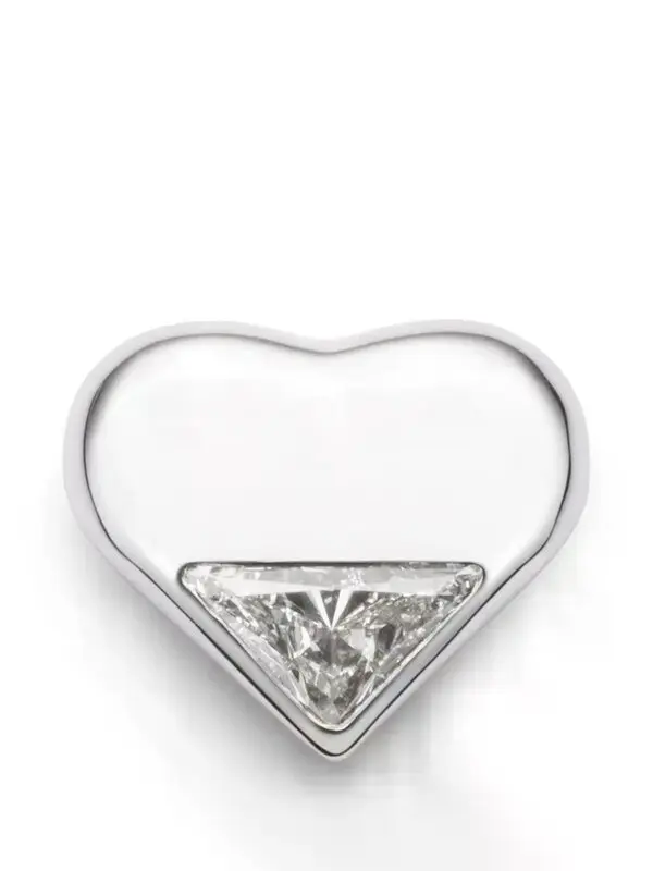 Prada 18k White Gold Laboratory-grown Diamond Heart Earring - Silver