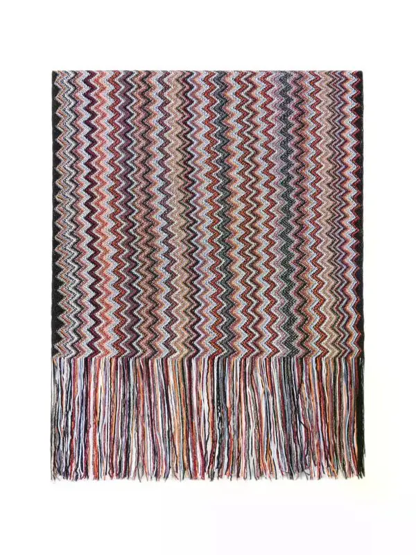 Missoni Zigzag Knitted Fringed Scarf