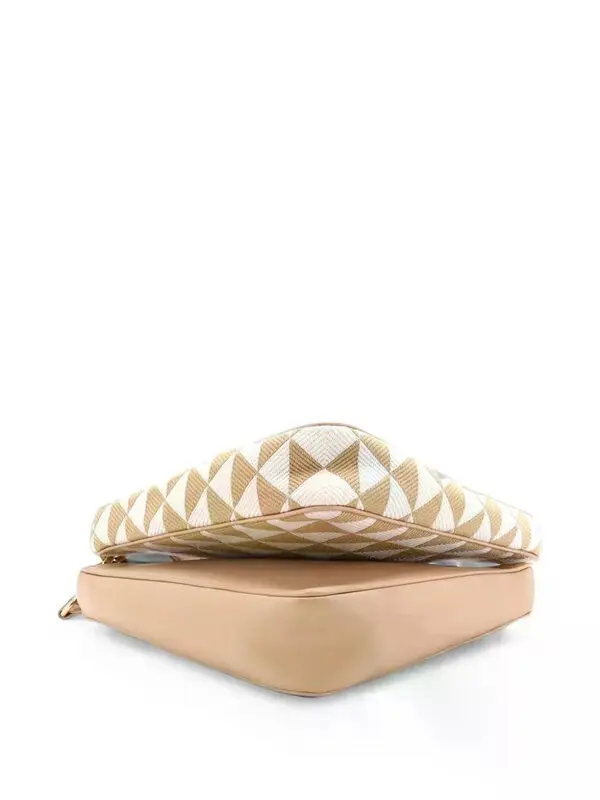 Prada Double Symbole Triangle Bag Leather And Jacquard Mini Shoulder Bag
