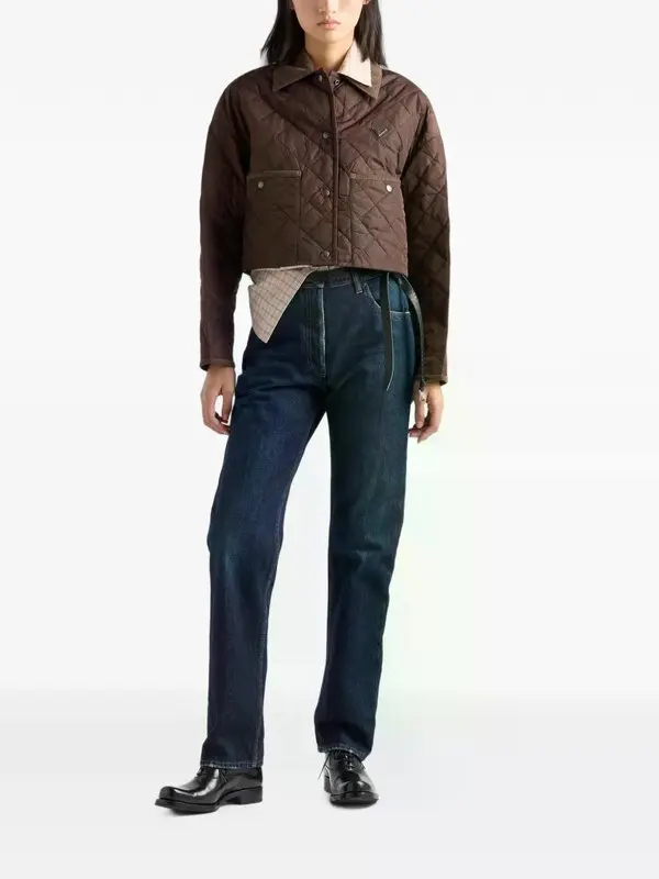 Prada Lightweight Re-nylon Cropped Blouson Jacket - Brown