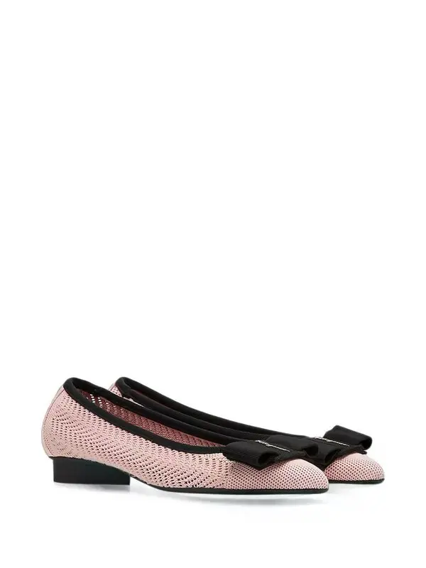 FERRAGAMO Vara Bow Mesh Ballet Flats - Pink