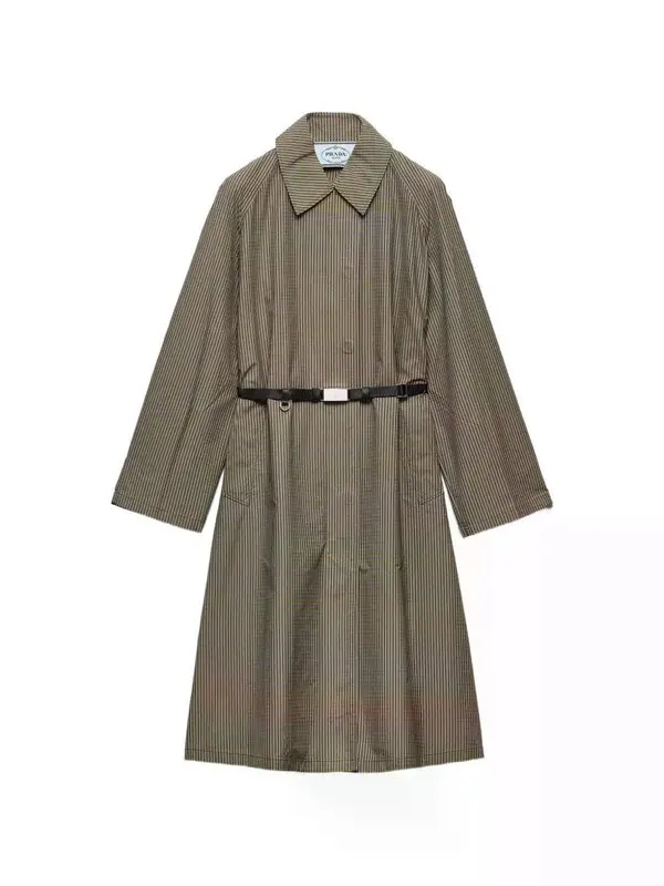 Prada Checked Technical Fabric Trench Coat - Green
