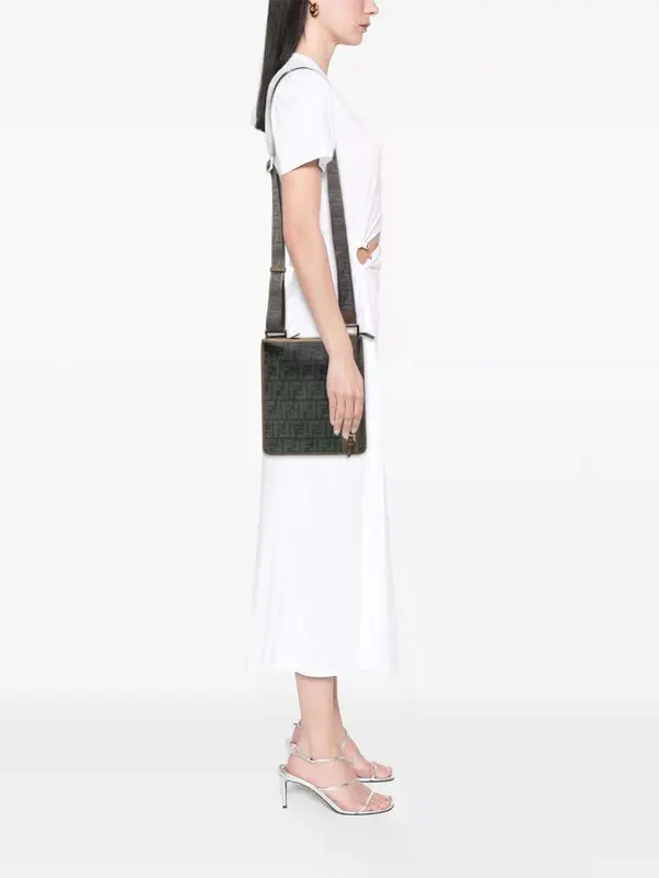 Fendi 2010-2026 Zucca Spalmati Flat Messenger Bag Crossbody Bag