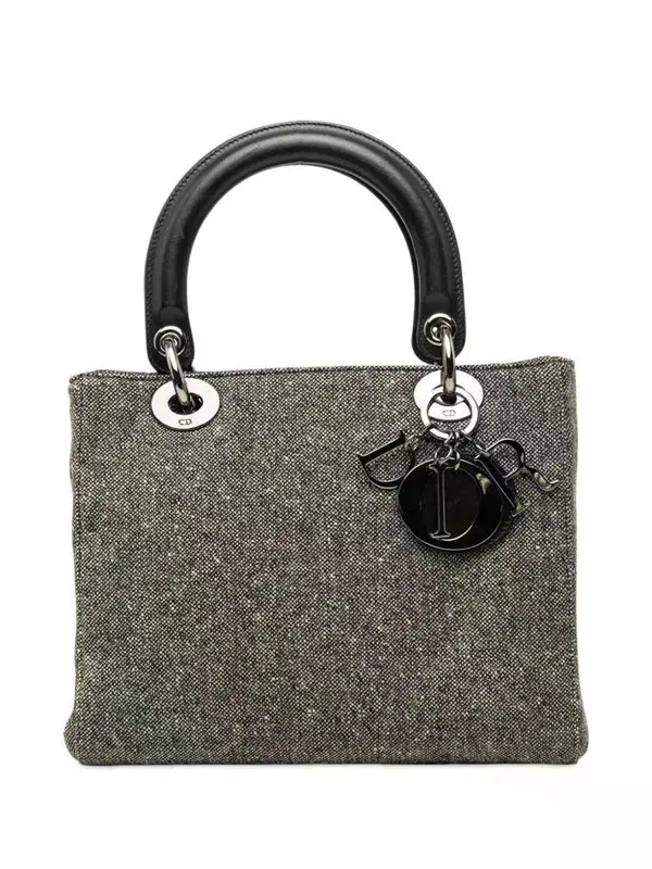 Dior 1998 Medium Tweed Lady Satchel - Grey