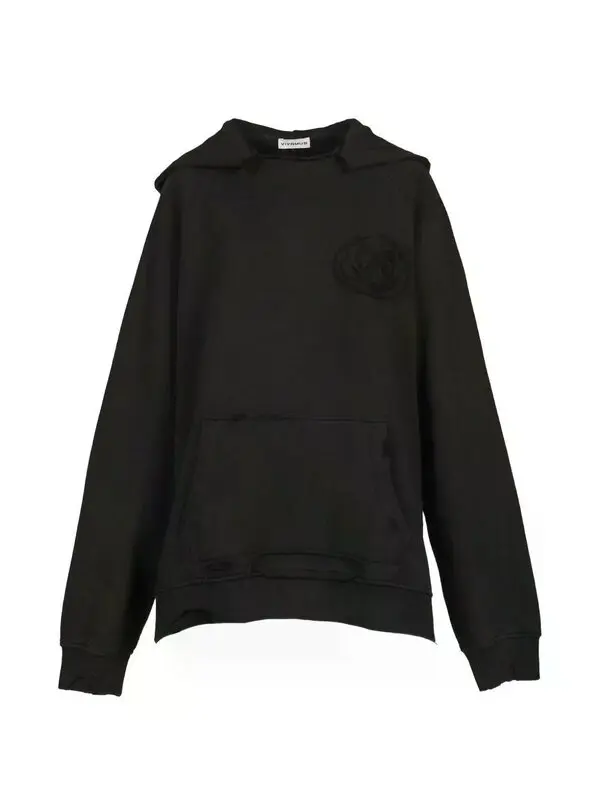 VIVAMUS Distressed Logo-patch Hoodie