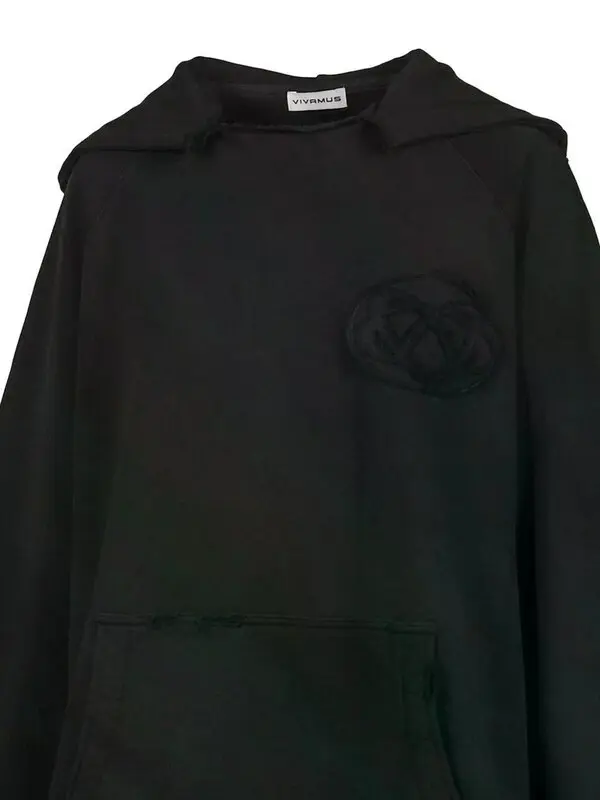 VIVAMUS Distressed Logo-patch Hoodie