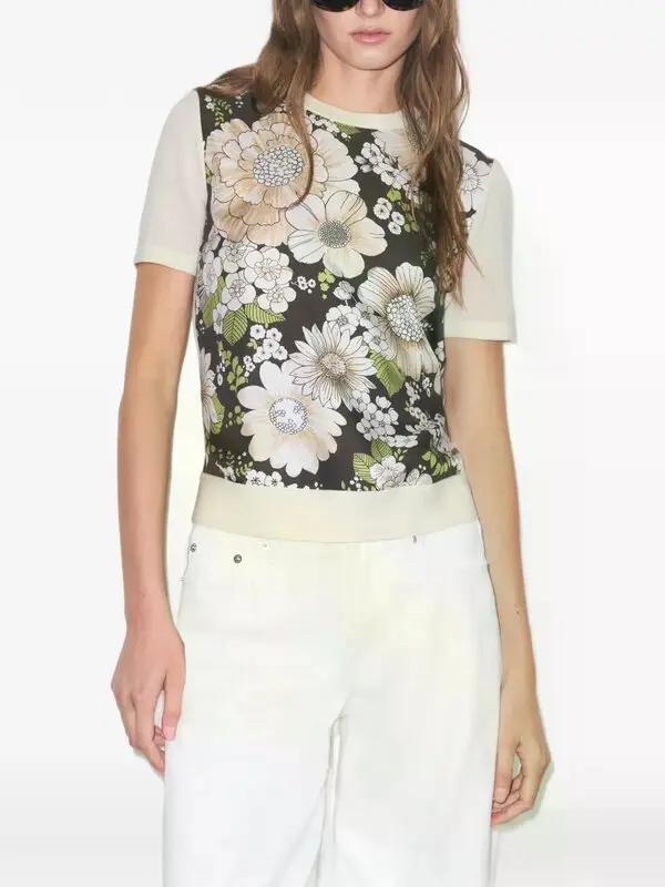 Tory Burch Silk-front Wool Top
