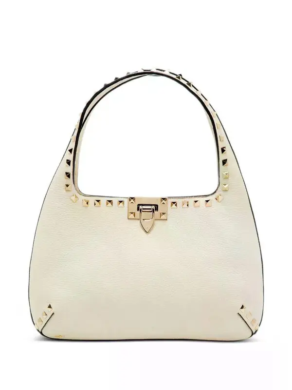 Valentino Garavani Rockstud Leather Shoulder Bag - Neutrals
