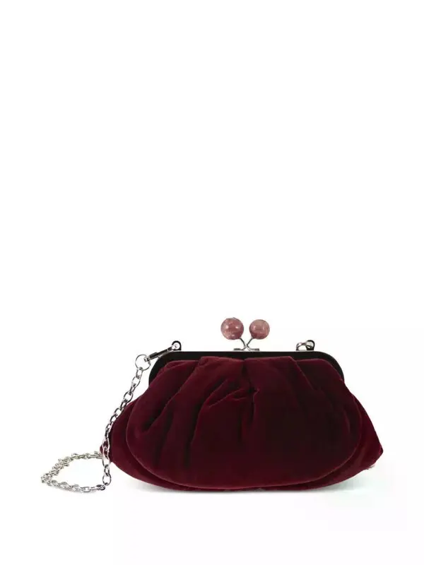 Max Mara Gathered Velvet Clutch Bag - Red