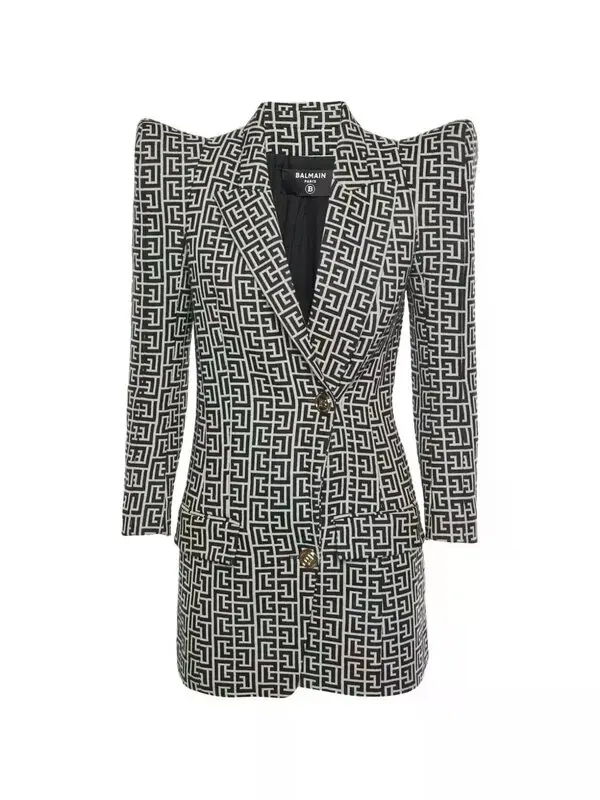Balmain Monogram Peak-shoulder Blazer - Black