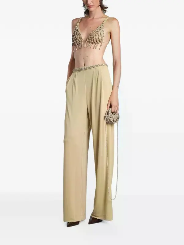 HIBOURAMA Triangle Embroidered Fringed Top