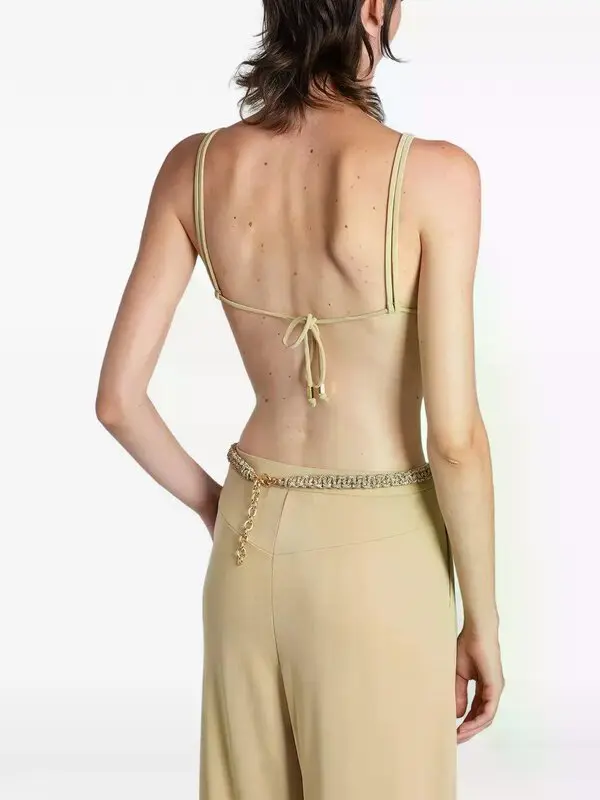 HIBOURAMA Triangle Embroidered Fringed Top