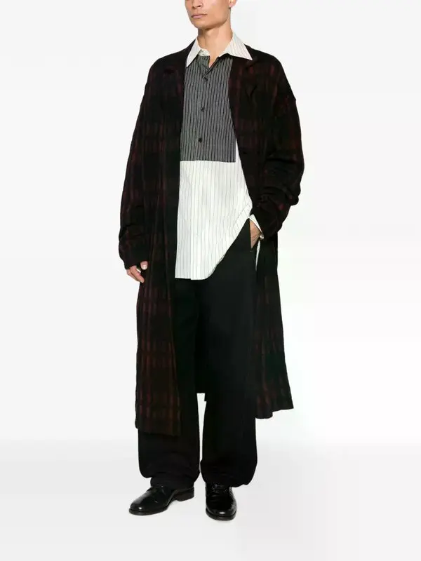 Yohji Yamamoto Check-pattern Notched-lapel Coat