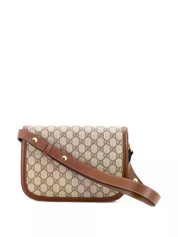 Gucci Horsebit 1955 Shoulder Bag Gg Coated Canvas With Leather Small Crossbody Bag - Brown