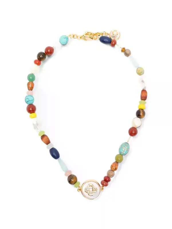 Casablanca Logo-pendant Beaded Necklace - Gold